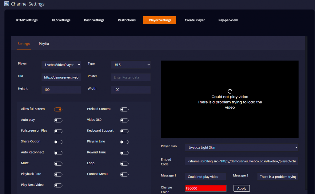 Livebox Player Settings - knowledgebase